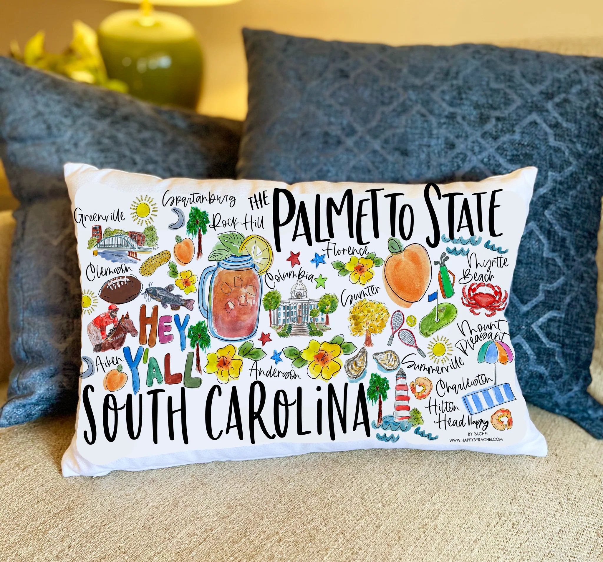 State of South Carolina Double Sided Lumbar Pillow – A Little Happy
