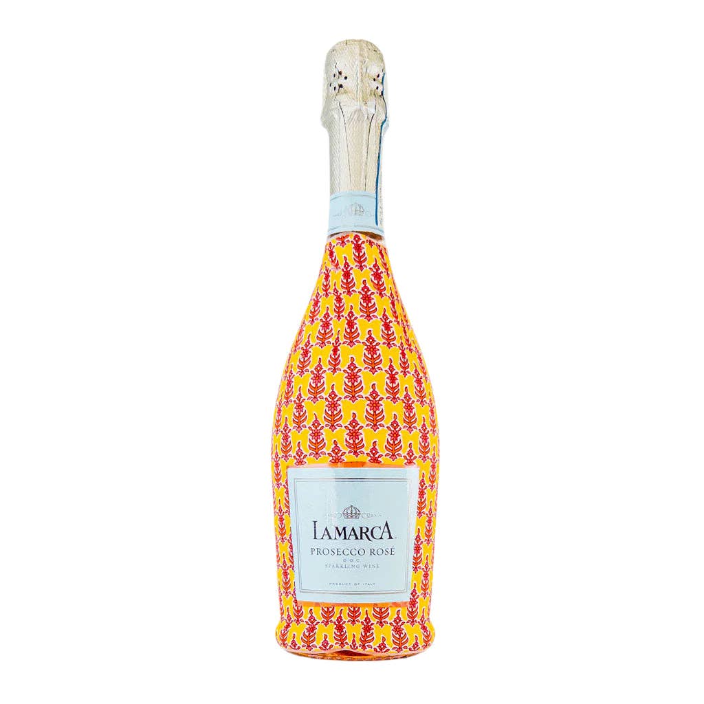 Prosecco Bottle Wrap - Yellow Leaf Blockprint – A Little Happy